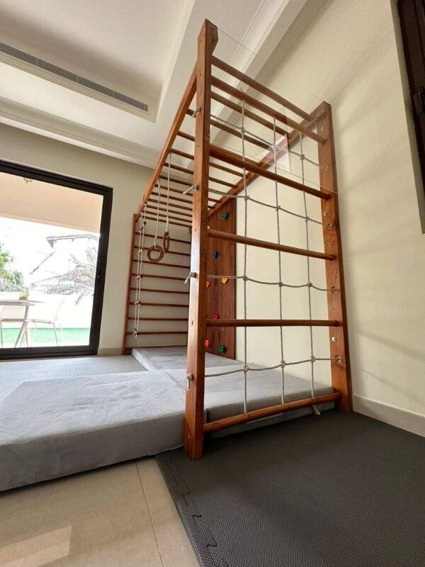 Monkey bar with climbing wall - Dubai Wood Works